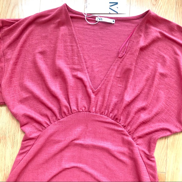 Zara | Dresses | Nwt Zara Raspberry Pink Rustic Flowy Dress S | Poshmark